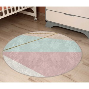 Pastel Colors Rug for Room, Circular Rug, Round Rug for Dining Room ...