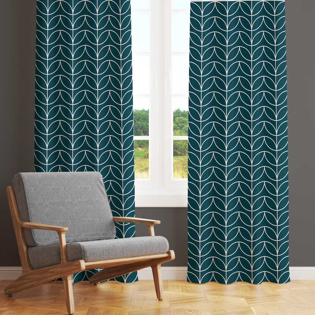 Nordic Curtains, Mid Century Curtains, Retro Curtains for Living Room ...
