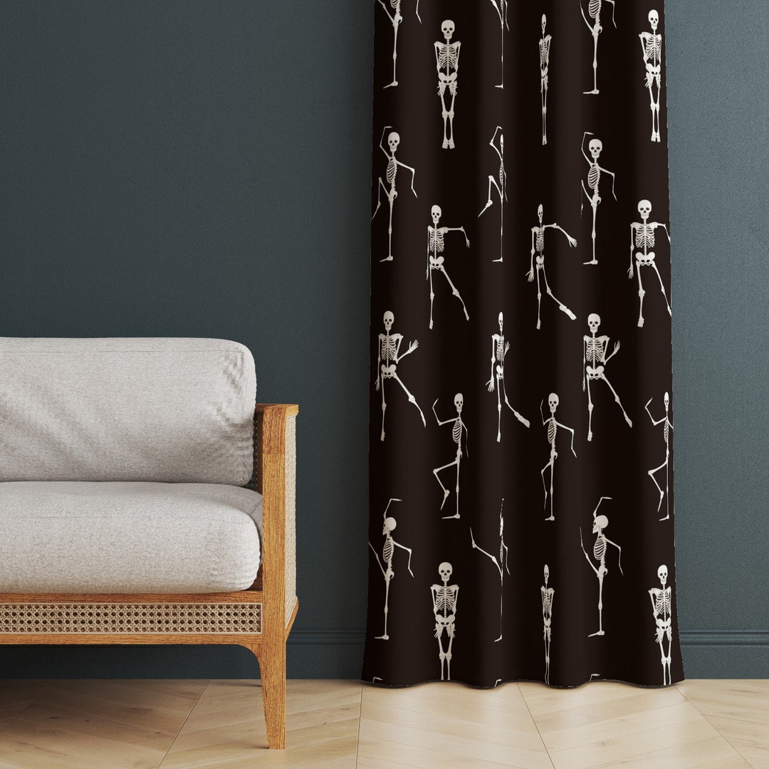 Skeleton Curtains, Skeleton Pattern Halloween Curtains, Eerie Ambiance ...