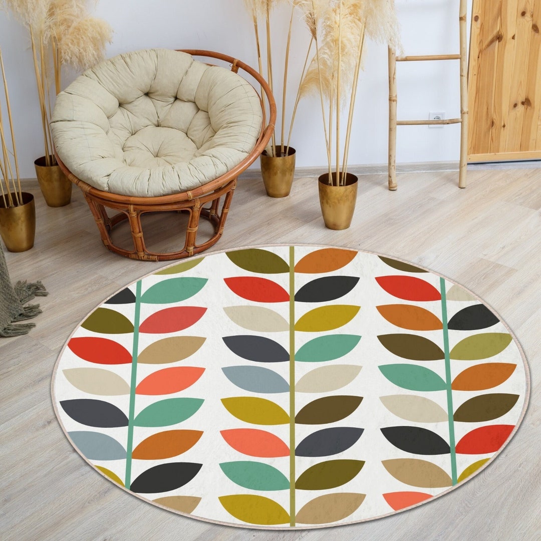 Retro Rugs, Round Rugs for Retro Decor, Retro Style Circle Rugs With ...