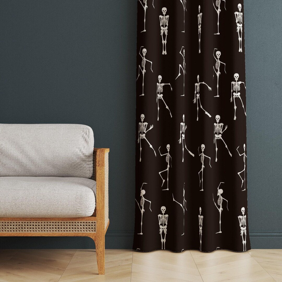 Skeleton Curtains, Skeleton Pattern Halloween Curtains, Eerie Ambiance ...