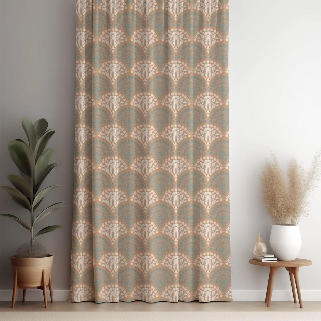 70's Style Curtain, 70's Decor Curtains, Floral Decor Rustic Style ...