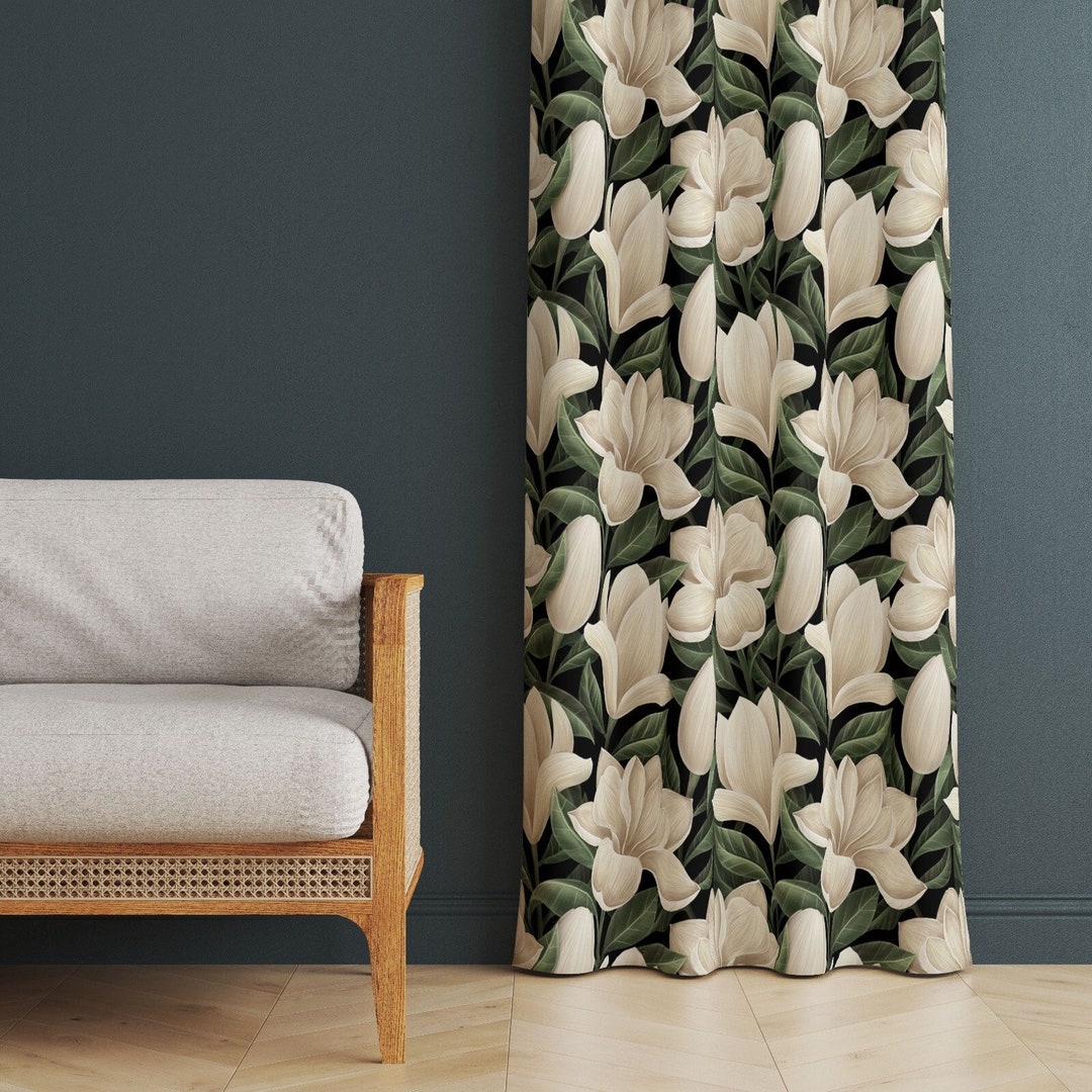 Magnolia Floral Curtains: Elegant Vintage Style Drapes - Etsy