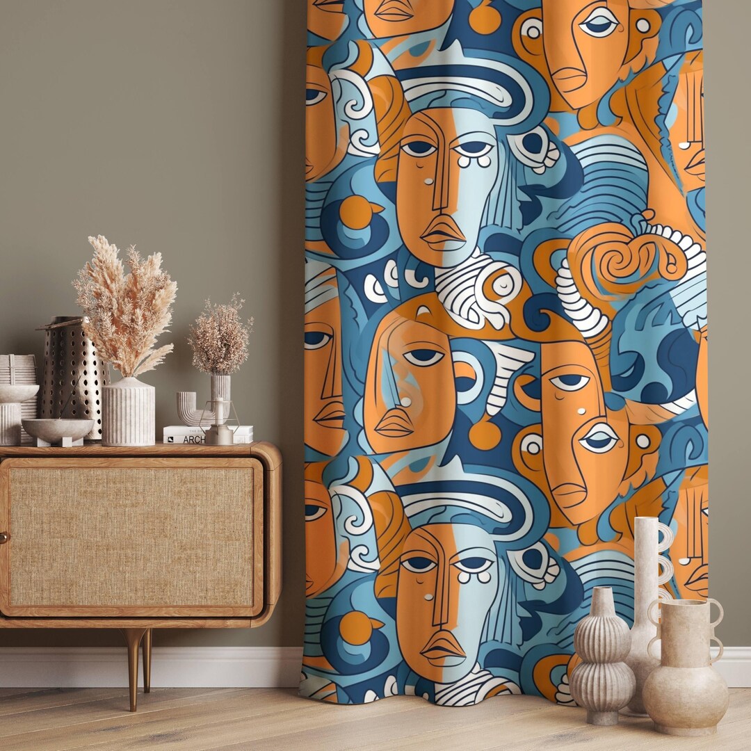 Picasso Patterned Curtains, Picasso Style Abstract Face Pattern Home ...
