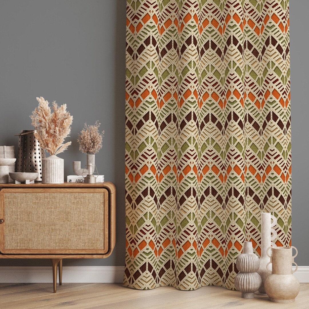 Retro Curtains, 70's Style Curtains for Dining Room, Extra Long Retro ...