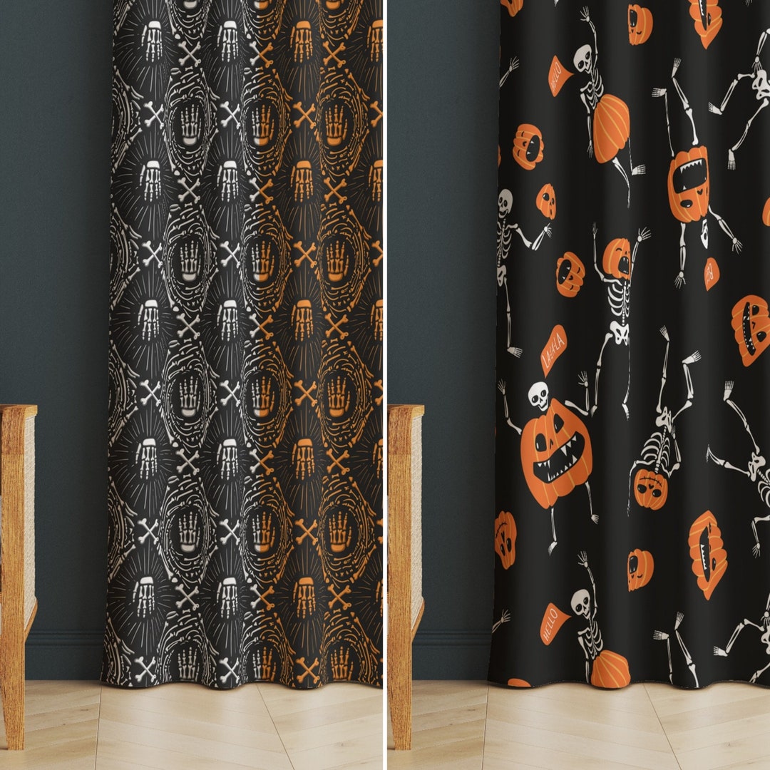 Skeleton Hand Pattern Halloween Theme Home Curtains Halloween - Etsy