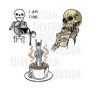 Skeleton Drink Coffee Svg Clipart Bunde, Skull Coffee, Skeleton Coffee ...