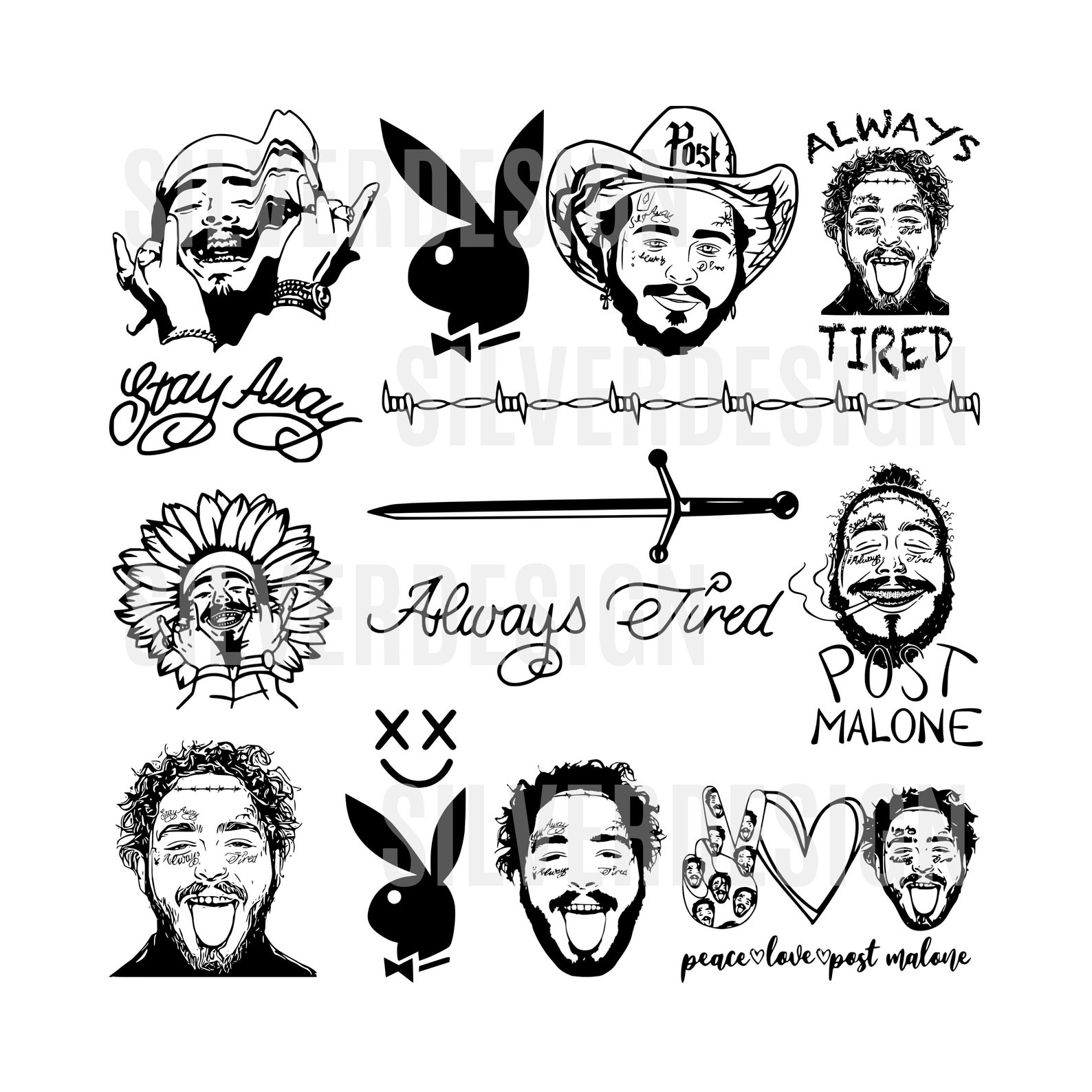 Post Malone SVG Bundle Cricut Cut File Rap Star Digital - Etsy