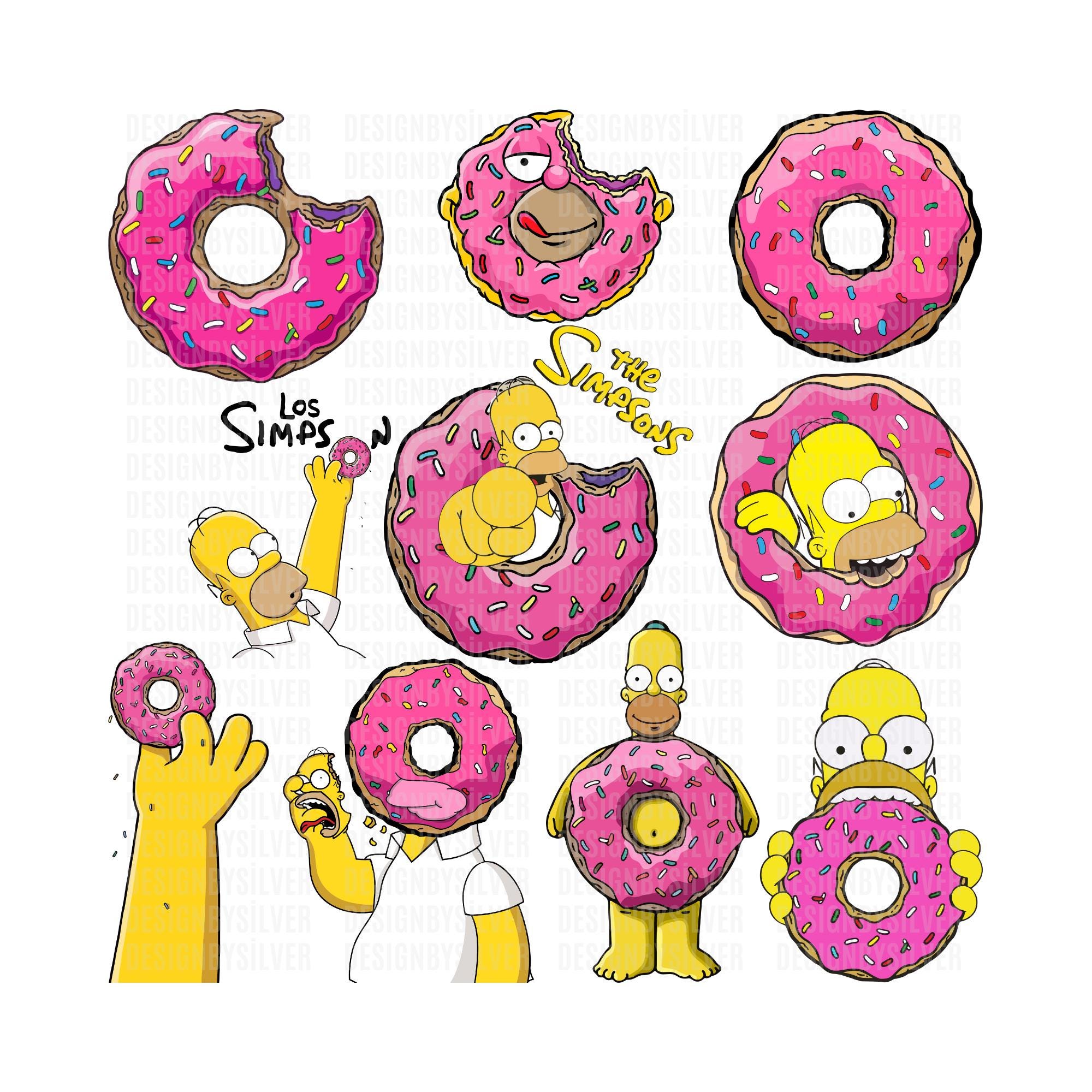 Bestrooide Donut Simpsons Leuk Cartoon Donutkussen Speels Decoratief