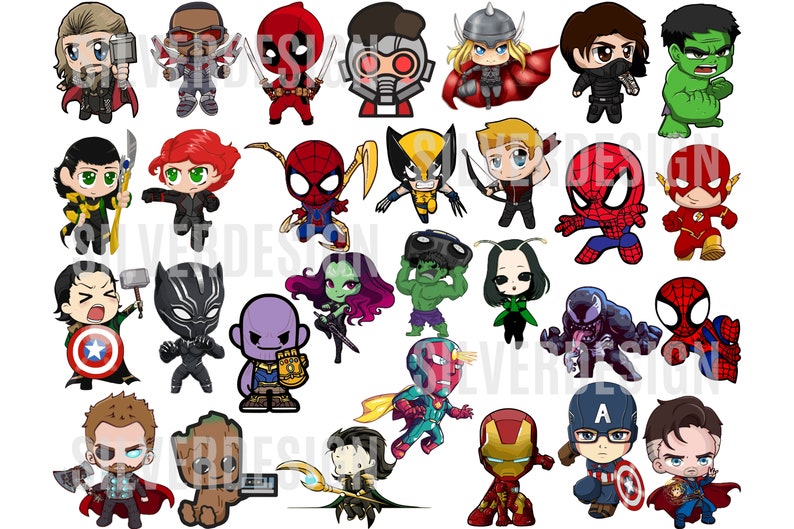 Chibi Avengers SVG Clipart Bundle - Archivo de corte para Cricut ...