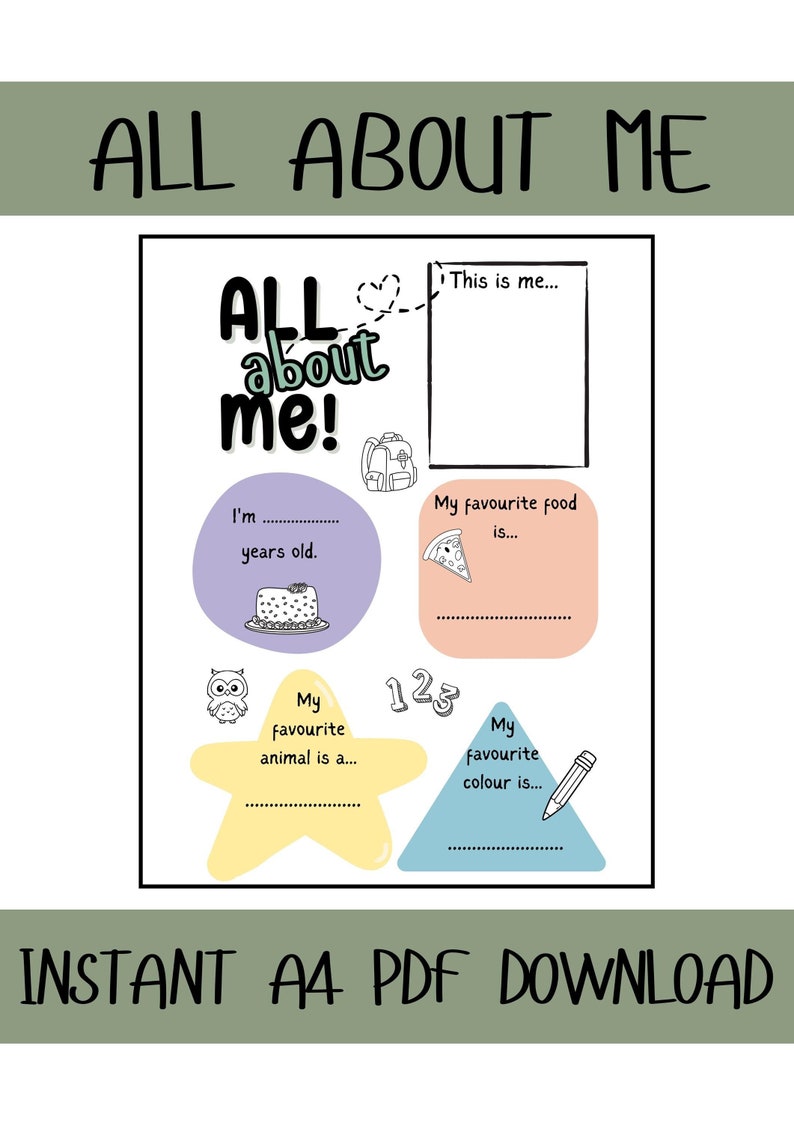 All About Me Kids Activity | Back to School Coloring Page & Get to Know ...