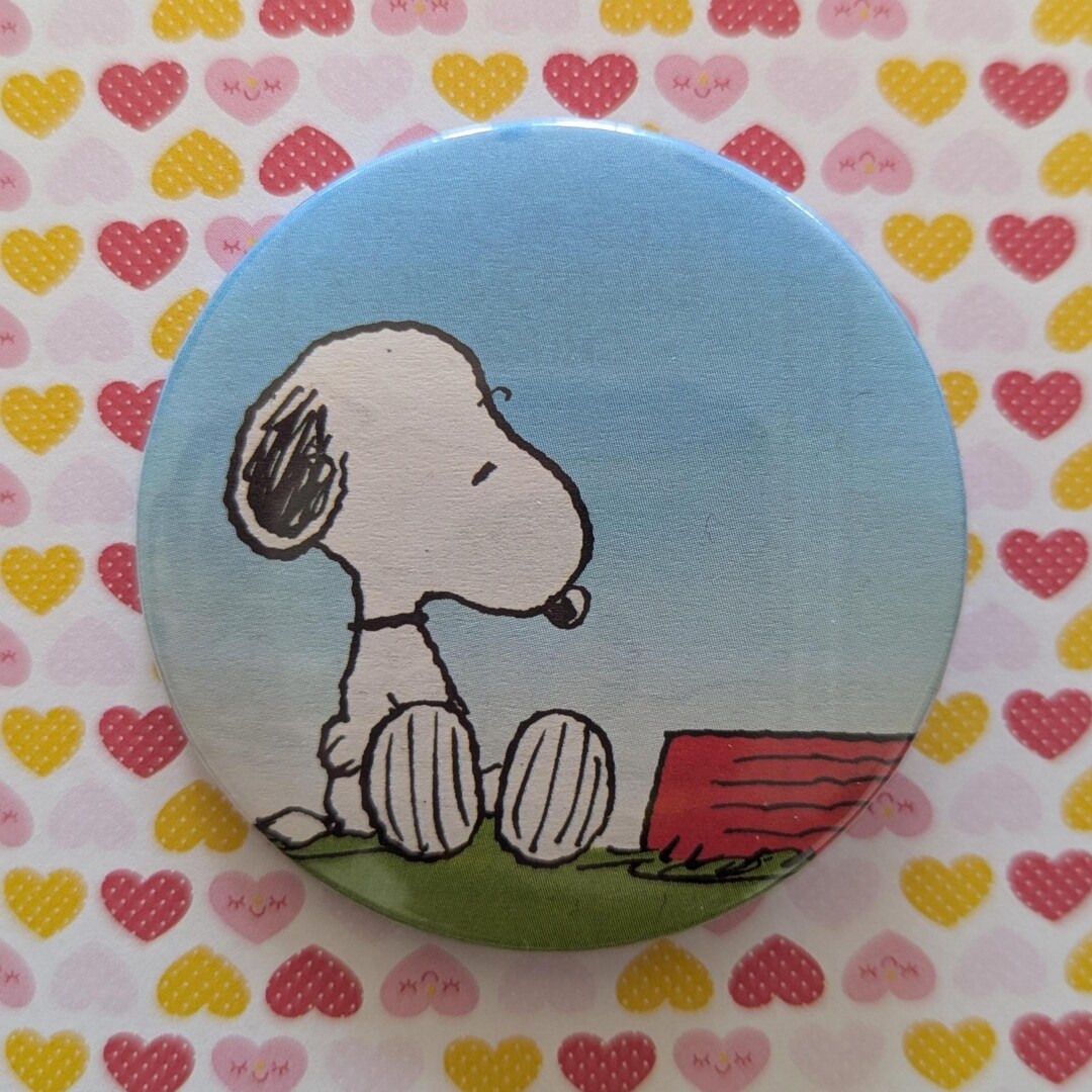 Large Snoopy Peanuts Badge - Snoopy Looks at His Empty Bowl - Unique ...