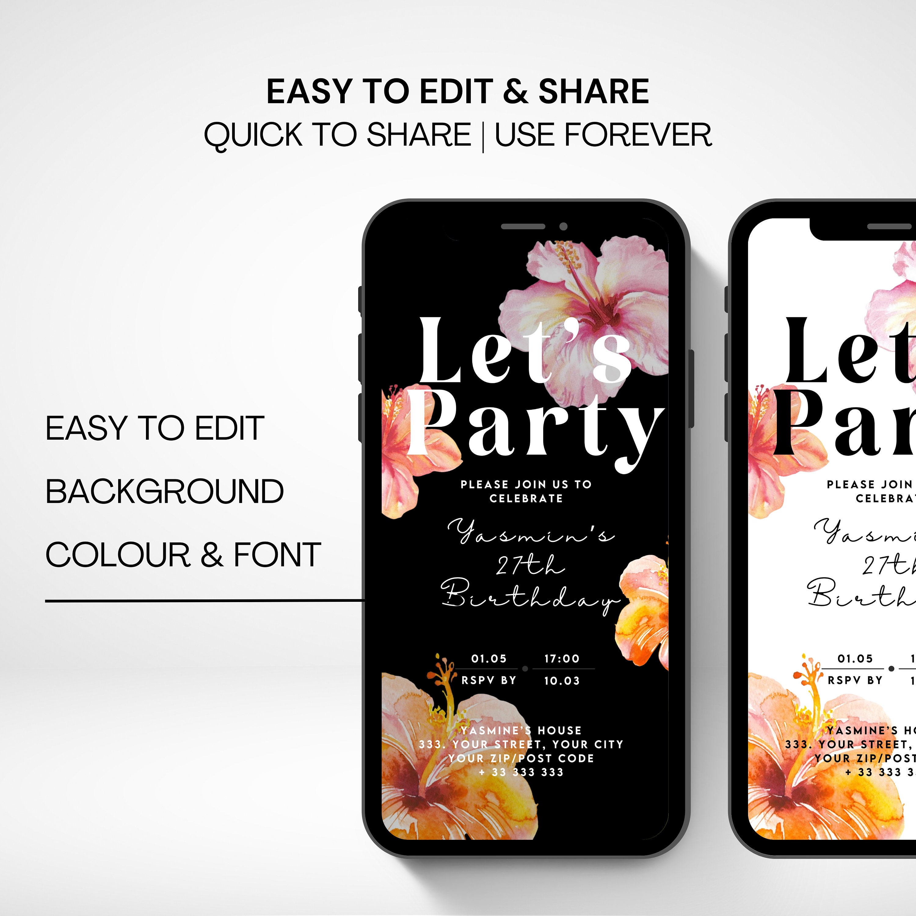 Hibiscus Flower Party Invitation Download Party Invitation Girl ...