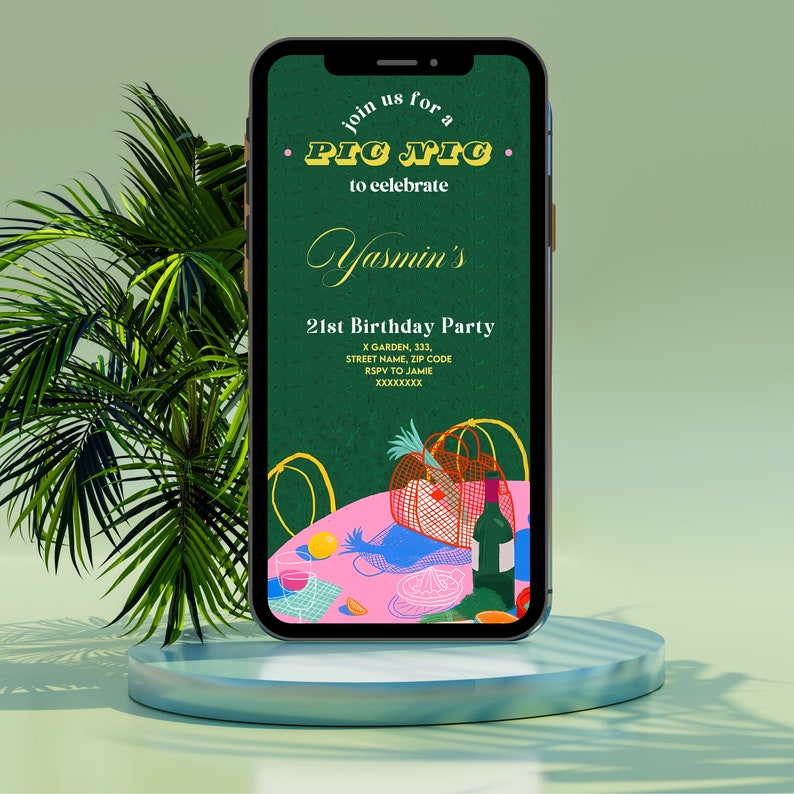 Pic Nic Party Invitation Template for Brunch Event Green Digital ...