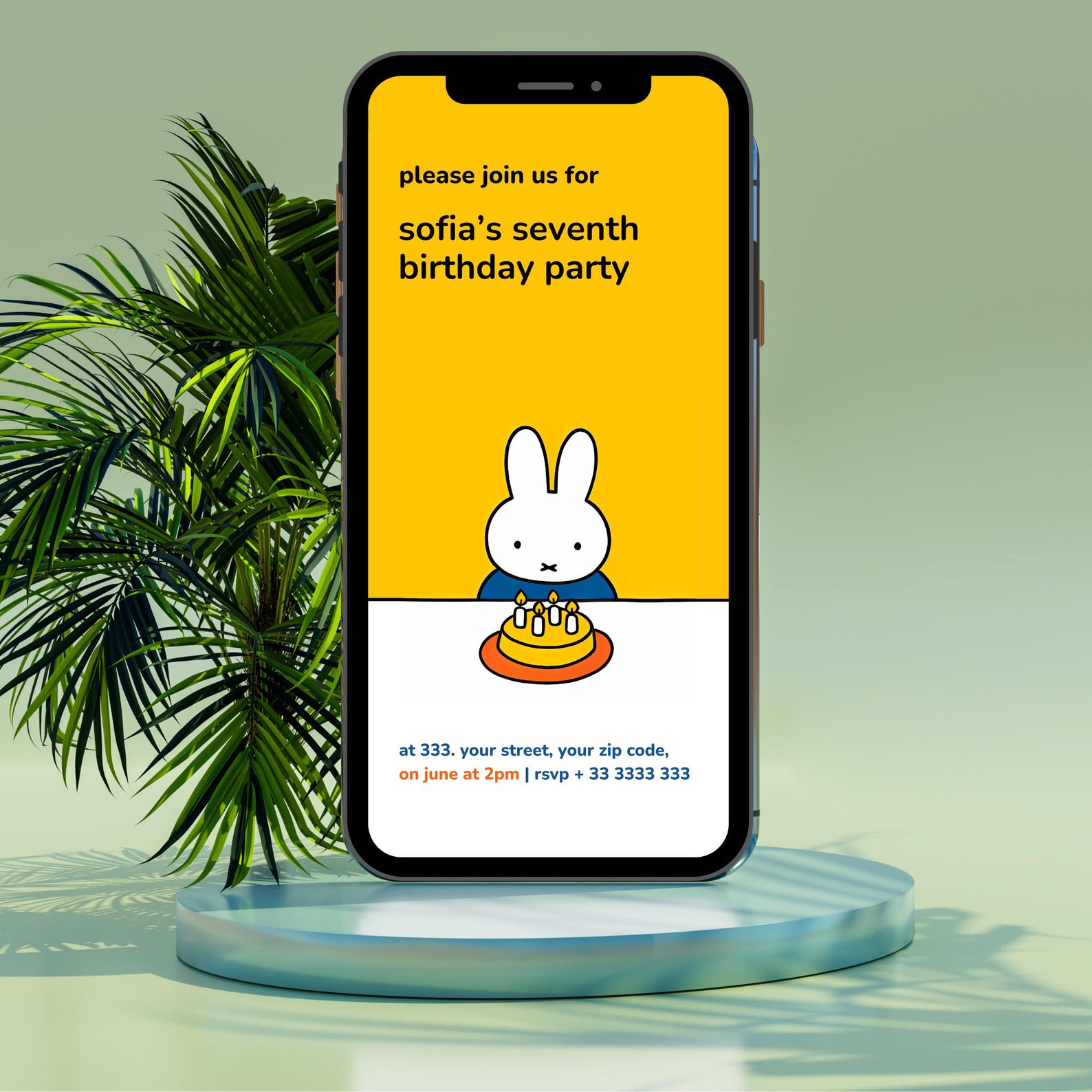 Miffy Birthday Party Invitation Instant Download Children's Digital ...