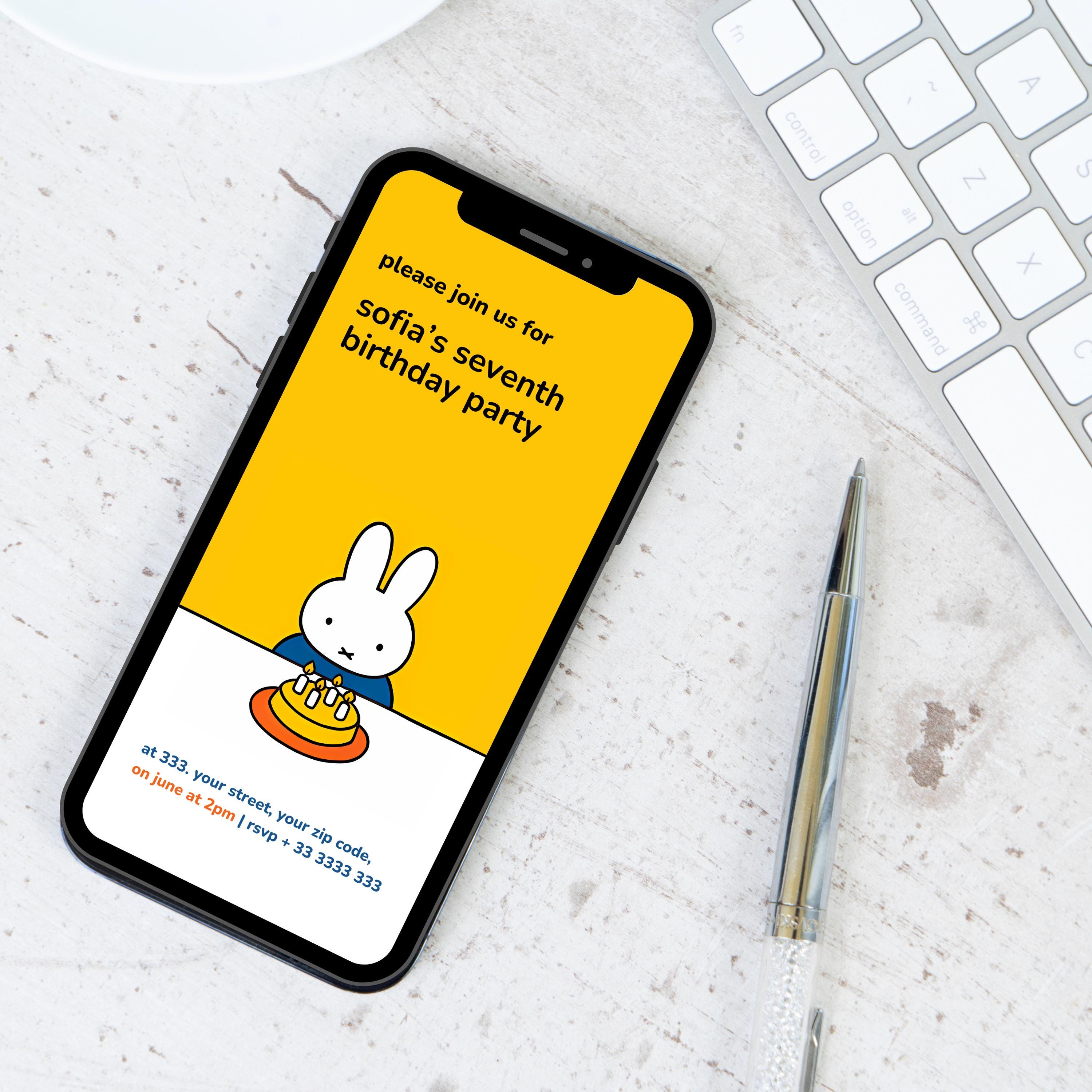 Miffy Birthday Party Invitation Instant Download Children's Digital ...
