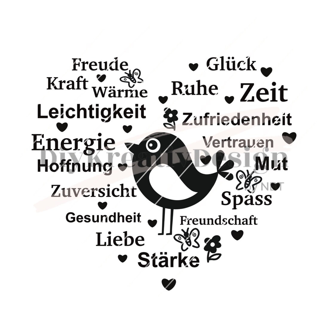 Plotter File Cute Bird Svg PNG JPG, Plotter File Wishes, Digistamp ...