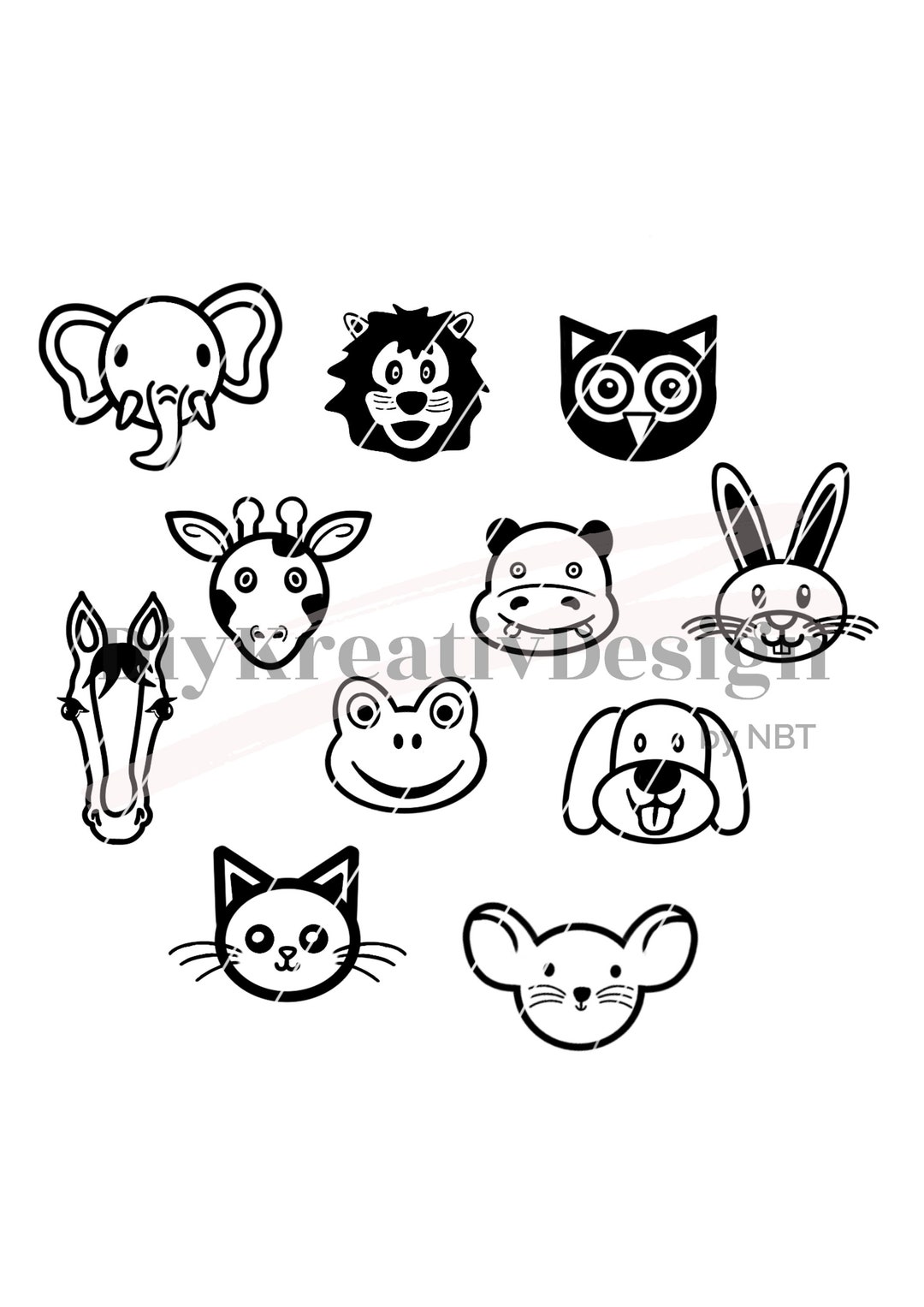 Plotter File Animals Bundle Zip File, SVG PNG, Frog Elephant Giraffe ...