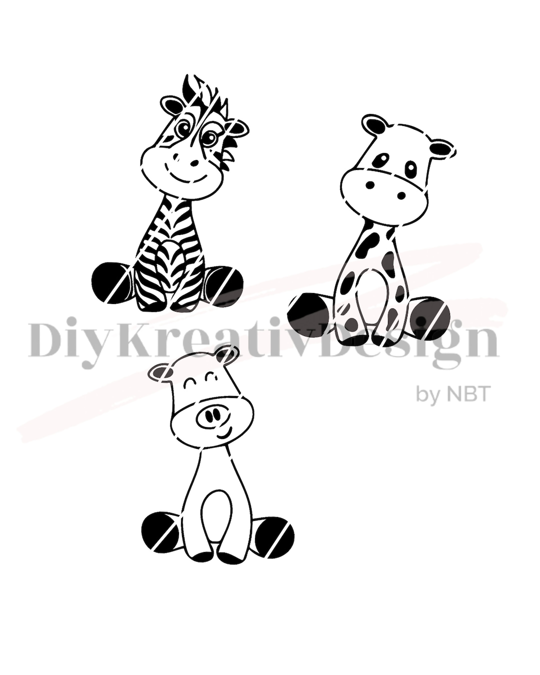 Cute Animals Bundle Zip Plotter File Svg Png Zebra Cricut Pig ...
