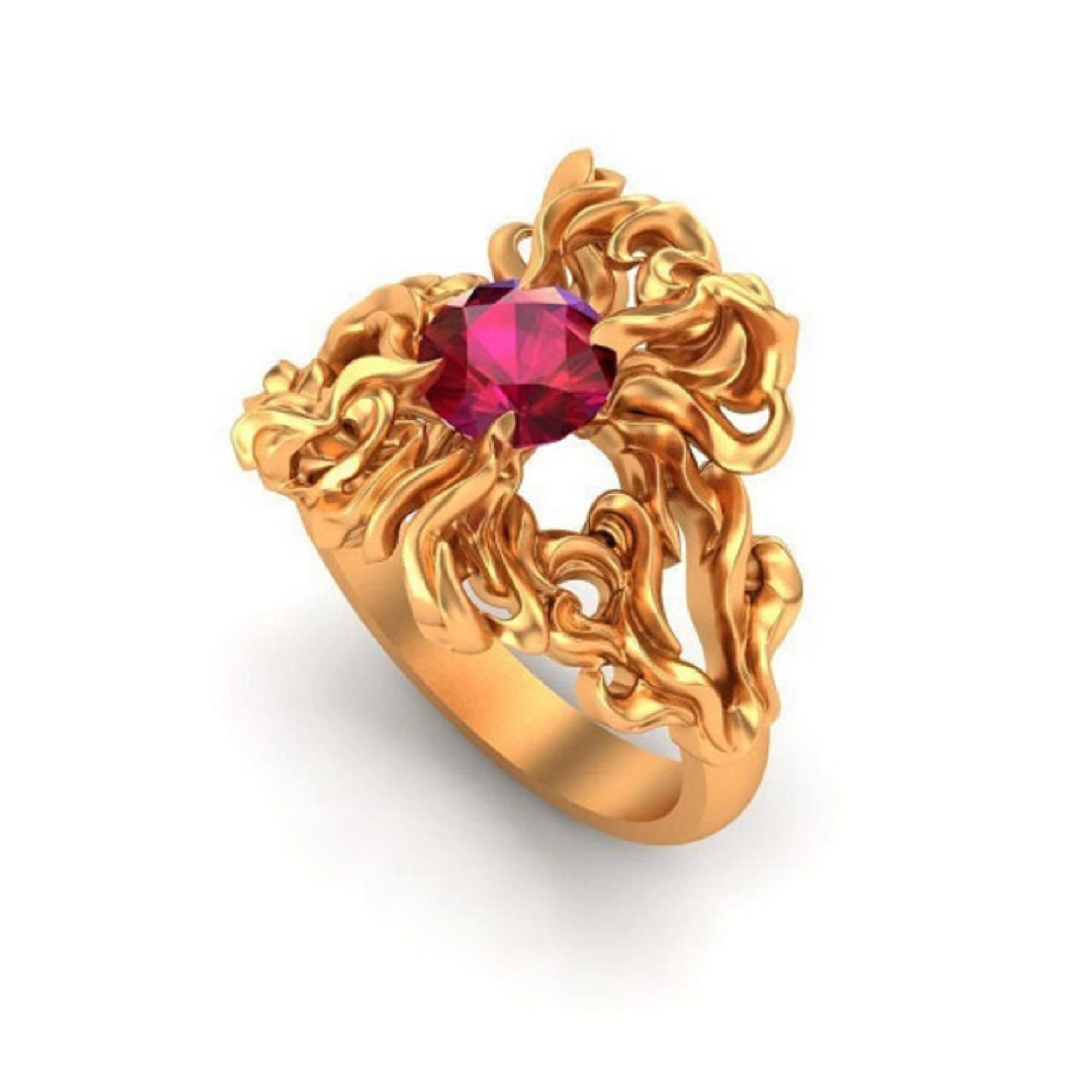 Flame Silver Ring, Fire Design Gift Ring, Handmade Fire Christmas Gift ...