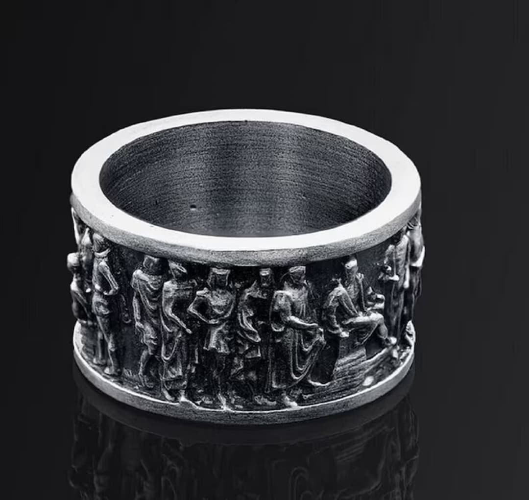 Handmade Greek Mythology Ring, Antique Greek Olympus Gods Statue Ruins ...