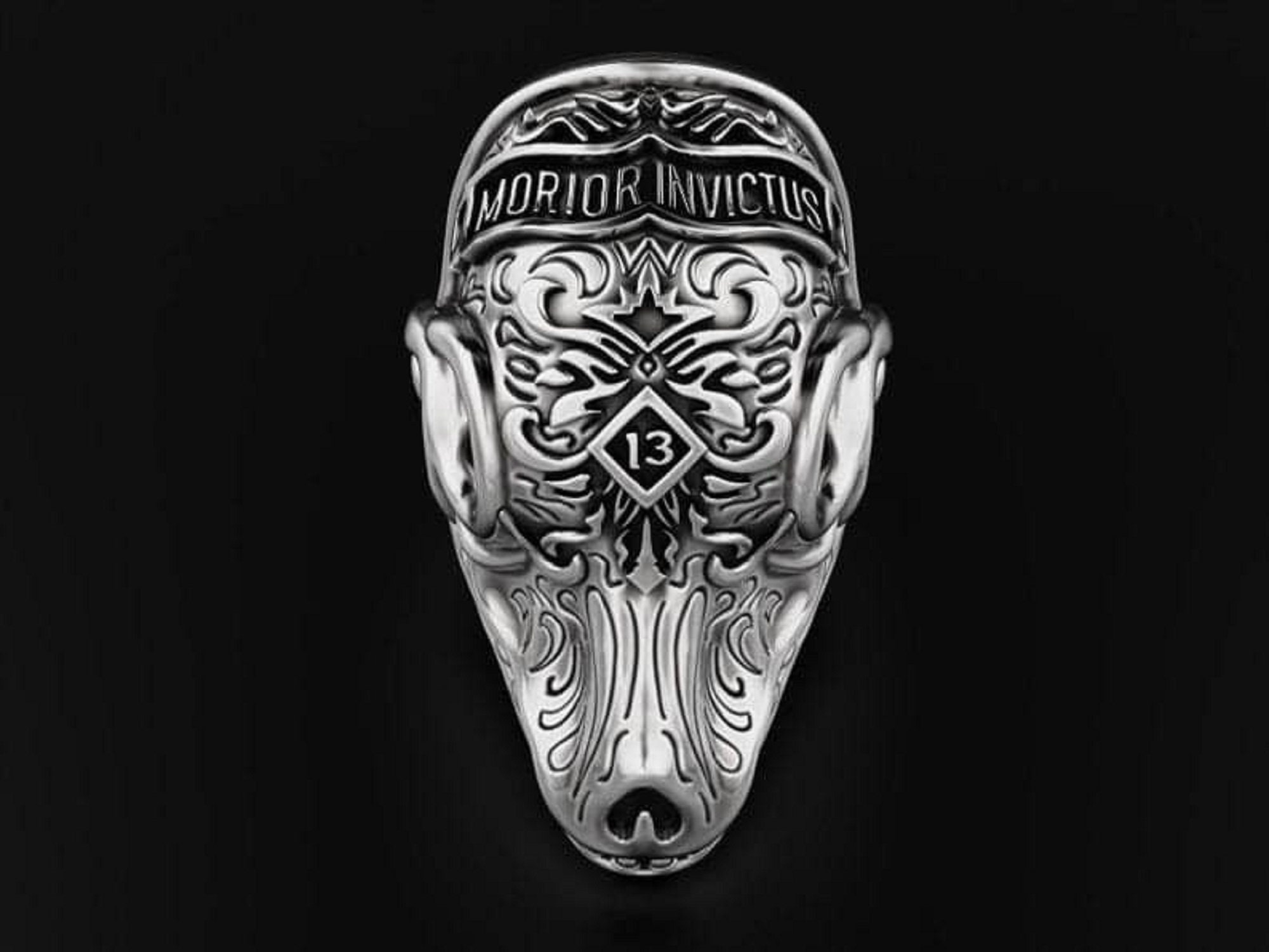 Morior Invictus Handmade Ring, 925 Sterling Silver Men Ring, Skull ...