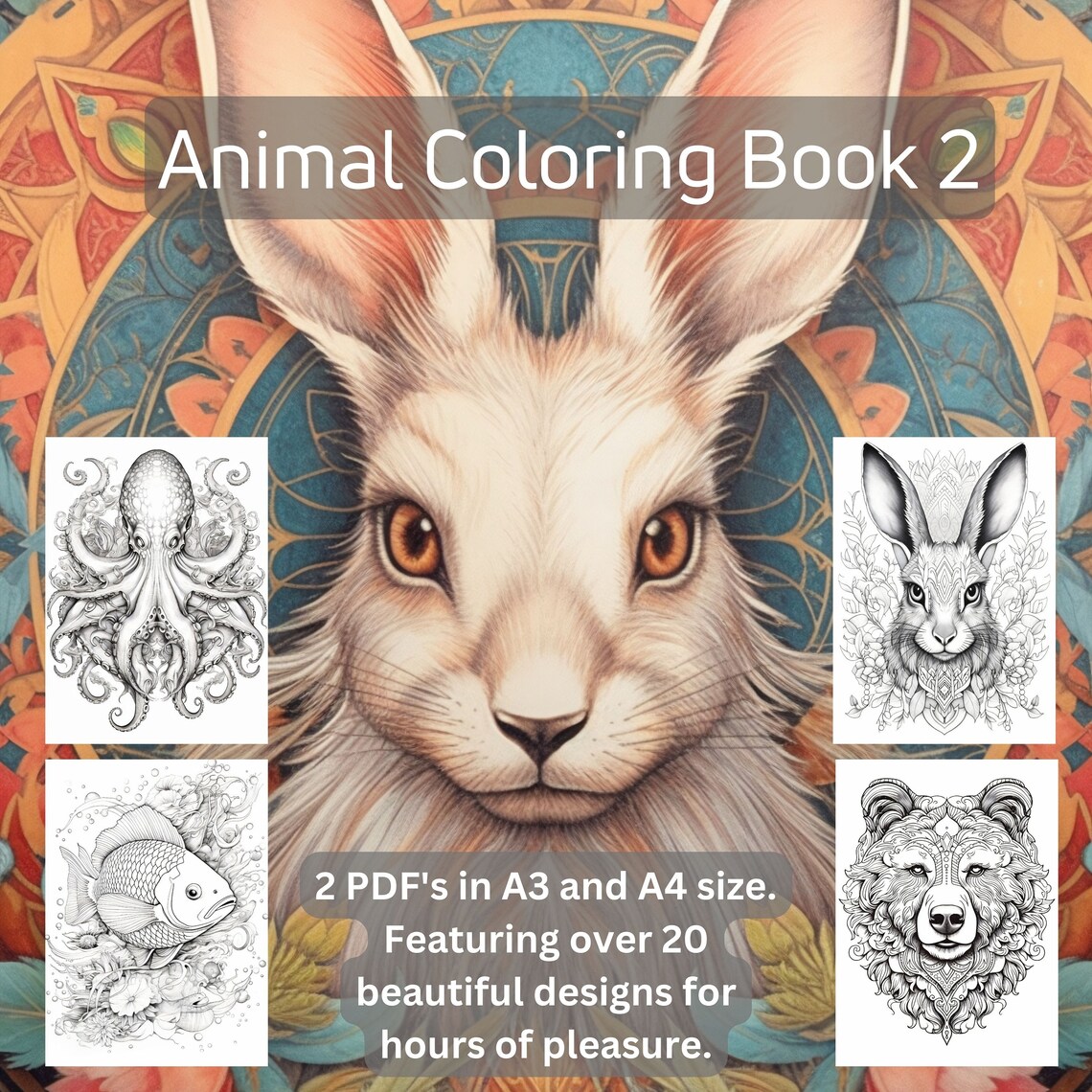 Beautiful Animal Mandala Colouring Pages, Hours of Mindful Relaxation ...