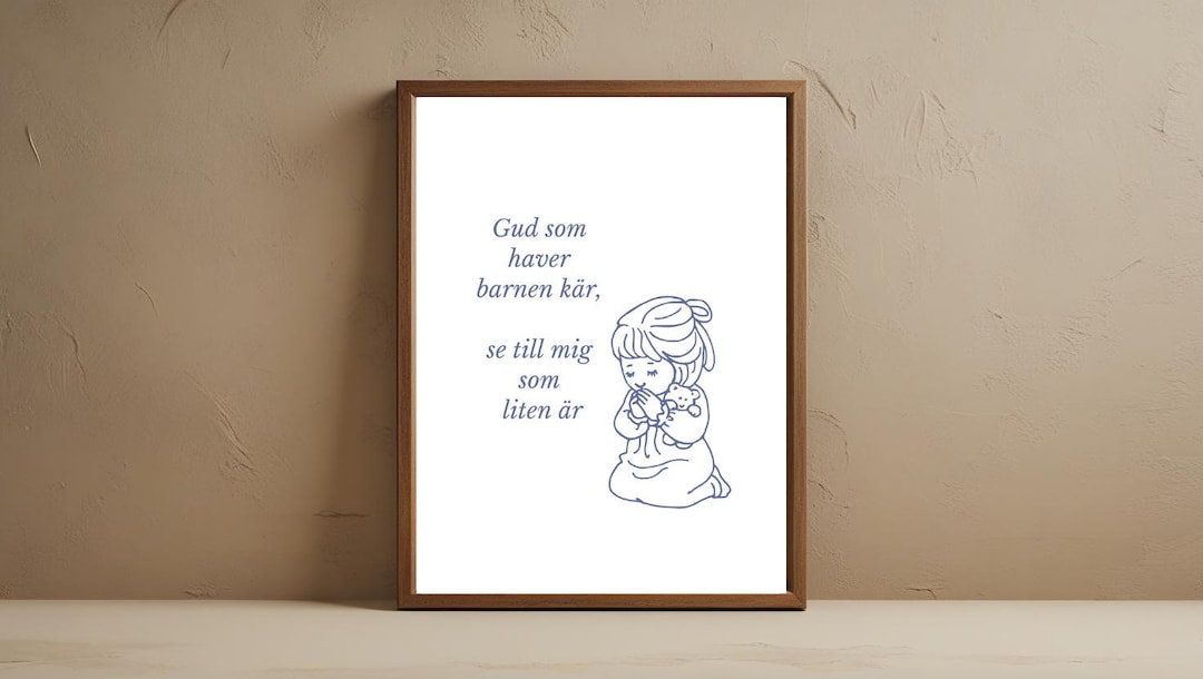 Swedish Prayer Gud Som Haver Blue Wall Poster Etsy