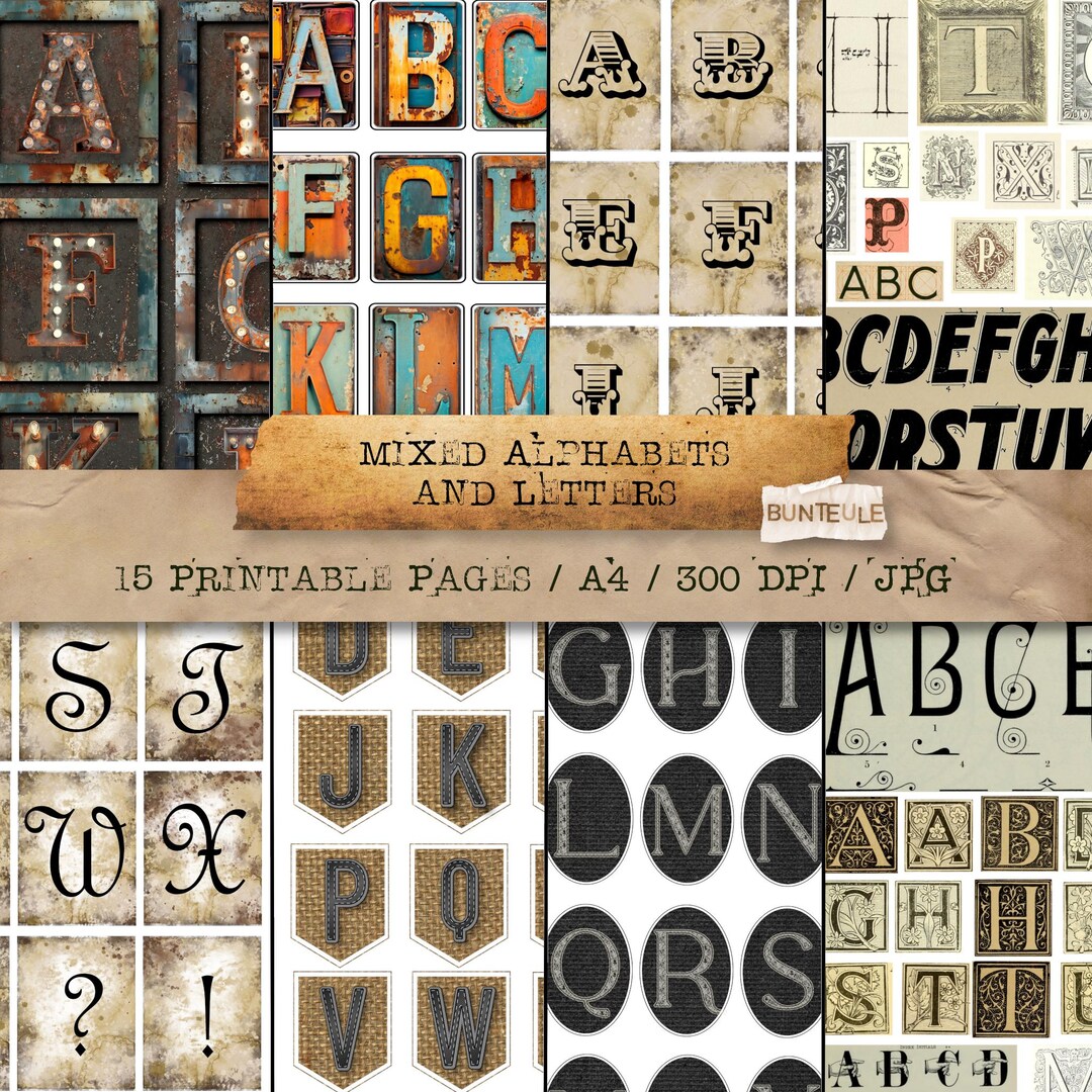 MIXED ALPHABETS & LETTERS - Ephemera, Printable, Scrapbooking, Junk ...