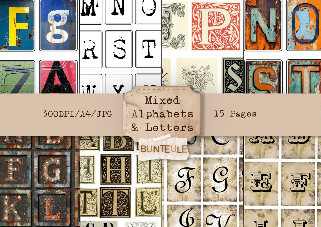 MIXED ALPHABETS & LETTERS - Ephemera, Printable, Scrapbooking, Junk ...