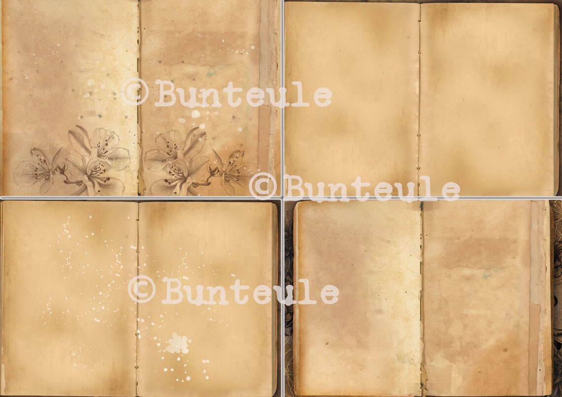 BOOKISH BACKGROUND PAPERS - Printable, Junk Journal Kit, Scrapbooking ...