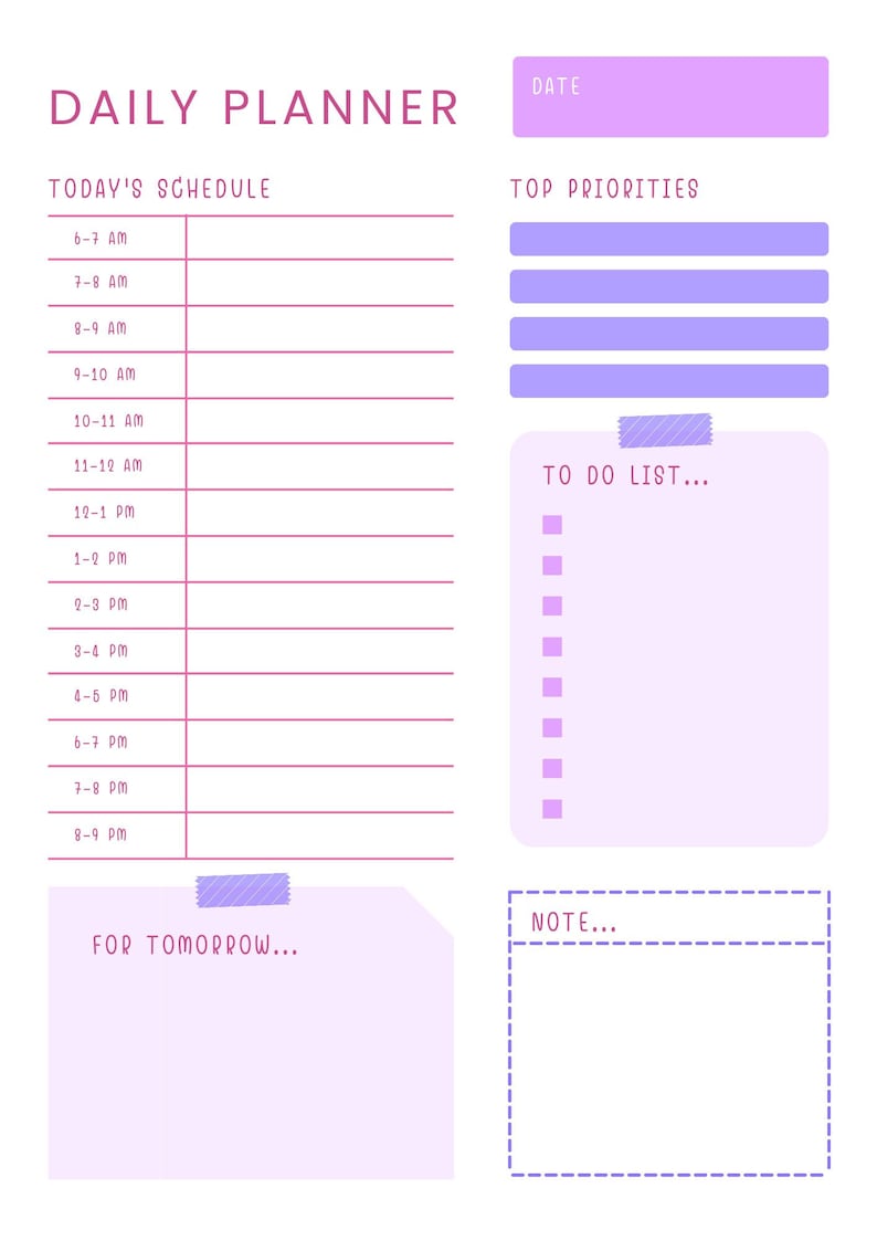 Daily Planner & Schedule - Etsy