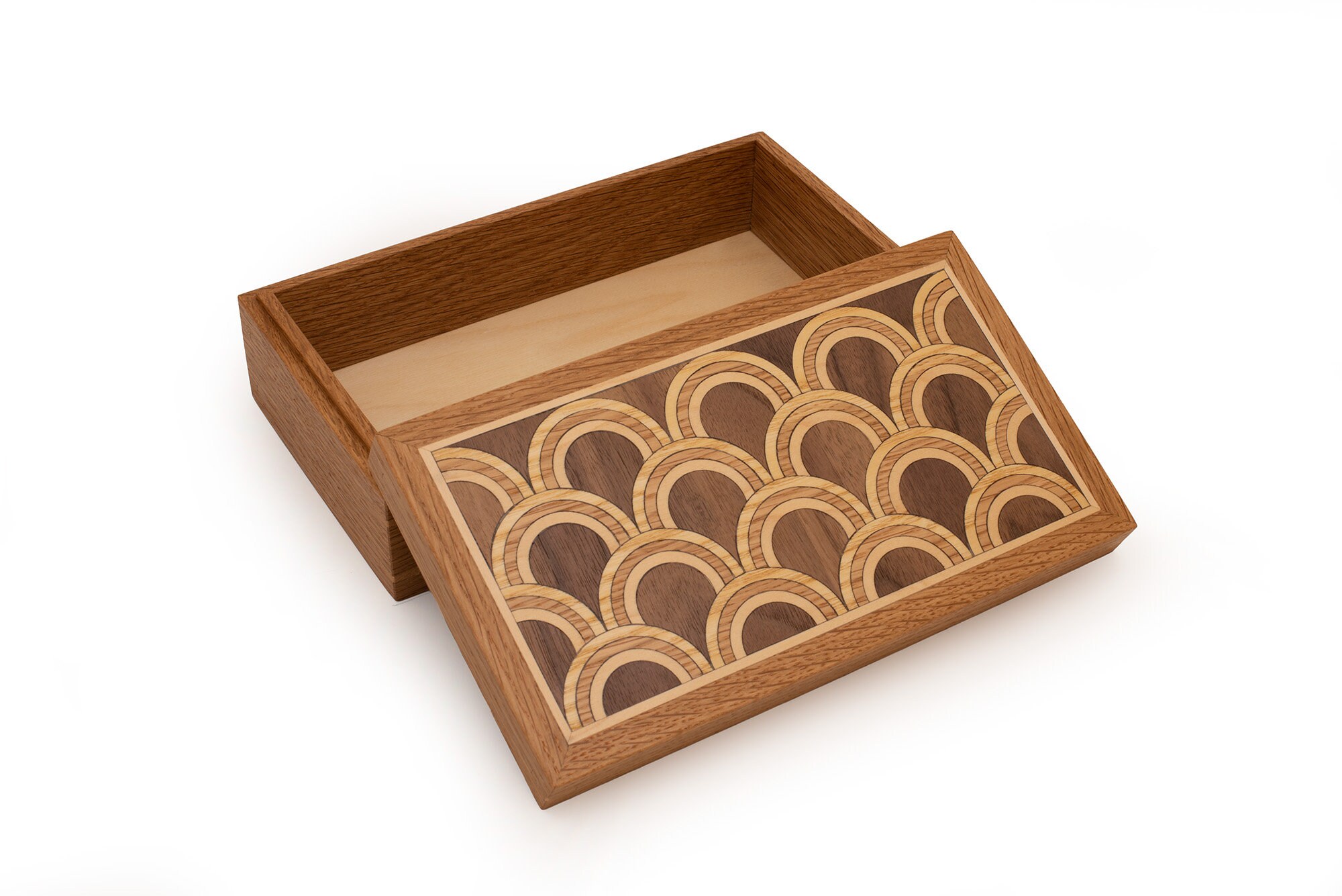 Heirloom Box, Handcrafted of Solid Oak With Rainbow Marquetry Inlay ...