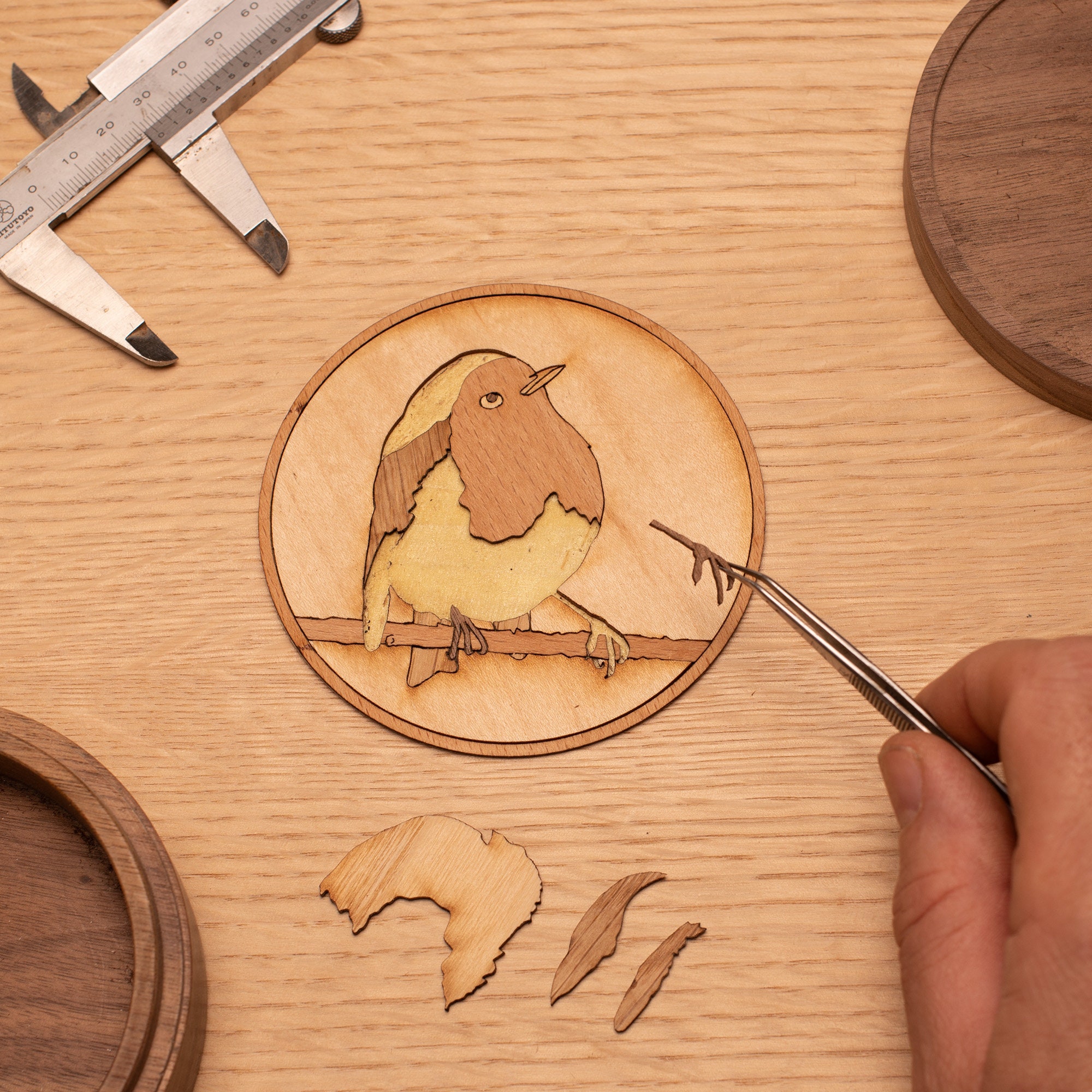 Keepsake Box, Handcrafted of Solid Walnut With Robin Marquetry Inlay ...