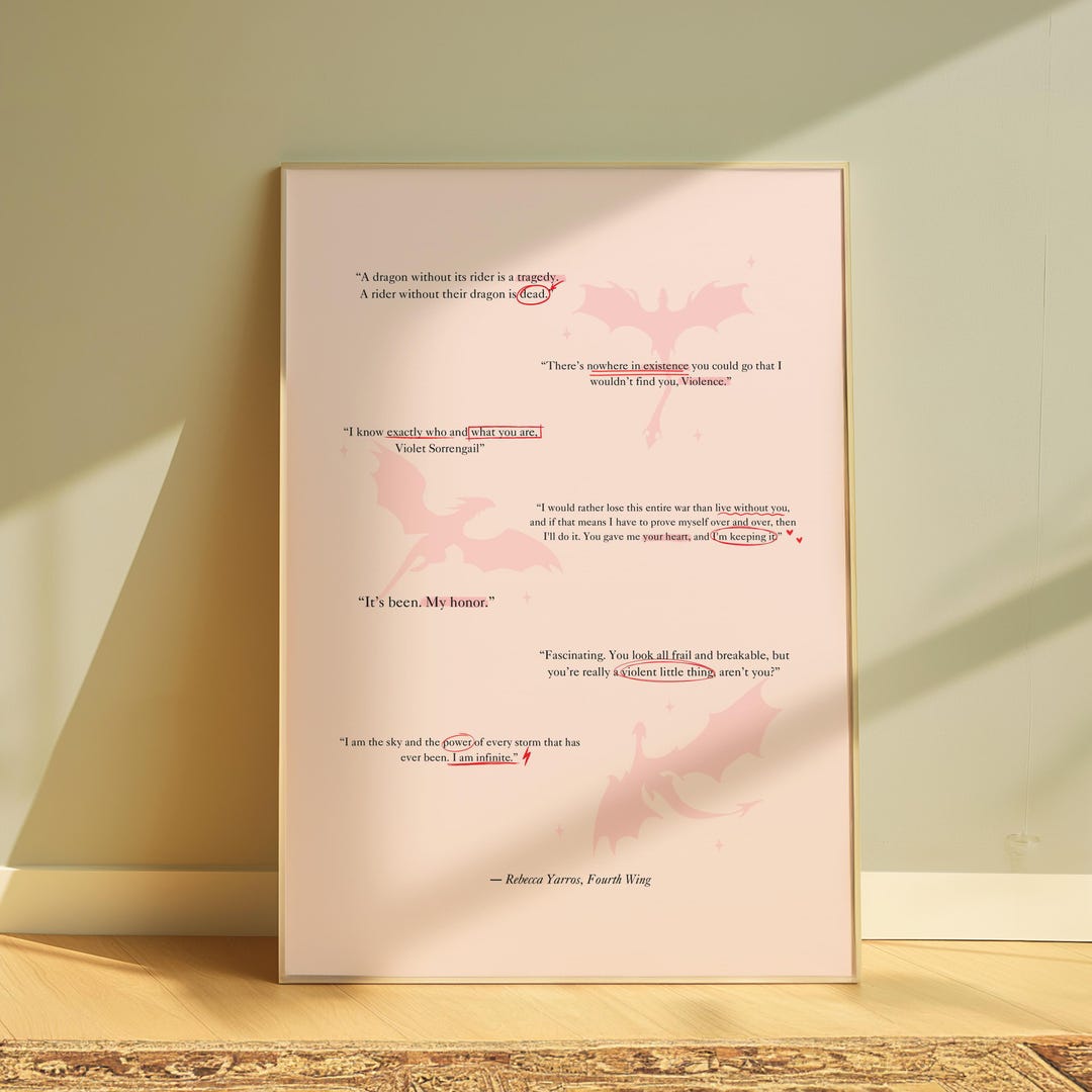 Fourth Wing Quotes Art Poster • Bookish Fantasy Print (digital Download ...