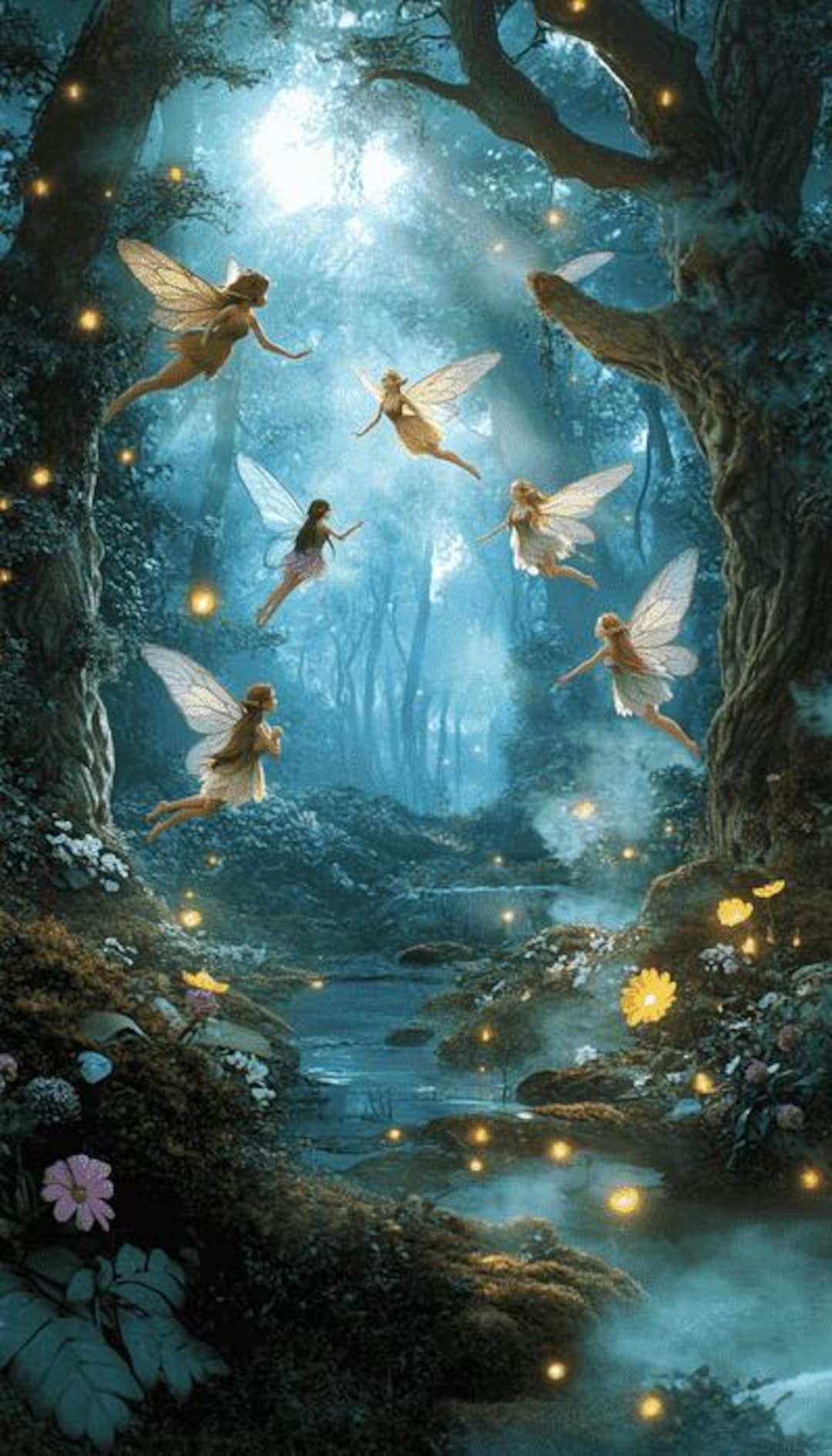 Magical Fairy Forest Scene Enchanted Woodland Fantasy Art - Etsy