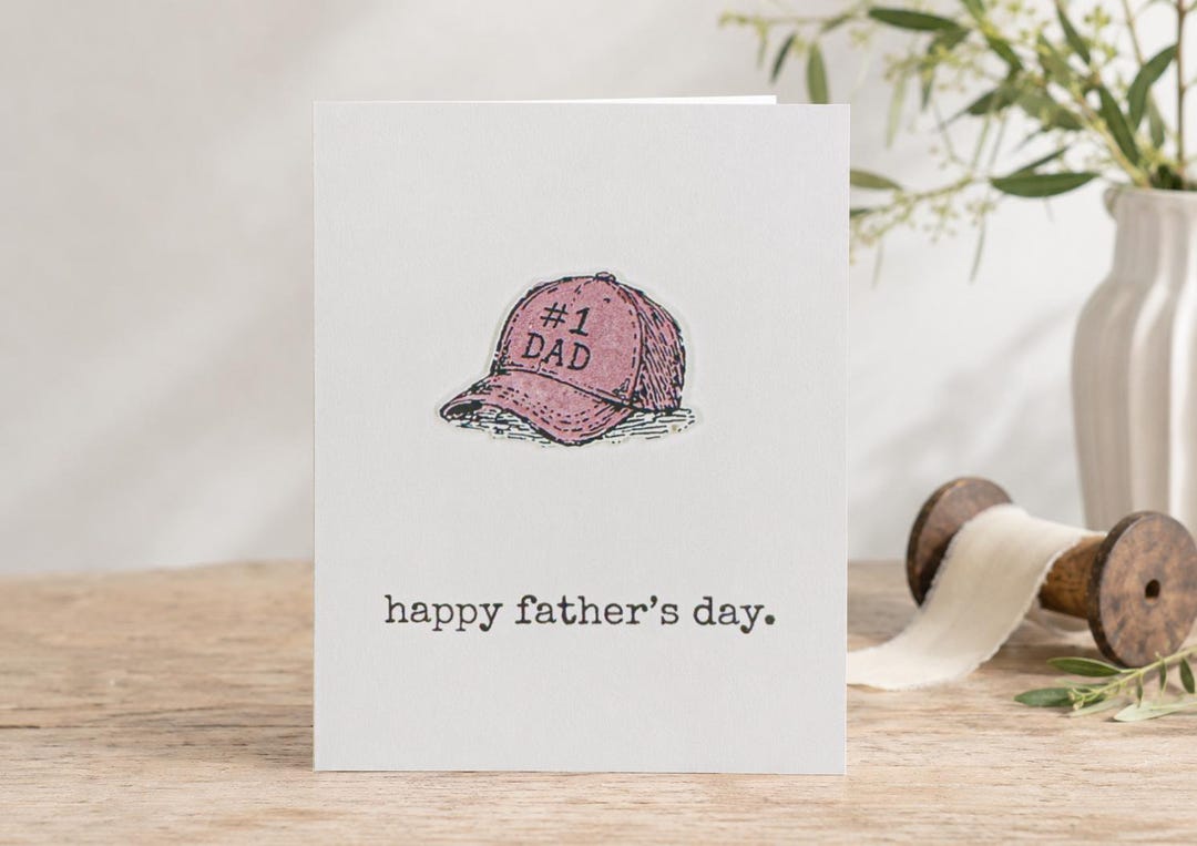Number One Dad Cap Card – Raised Die Cut Detail, Father's Day Greeting ...