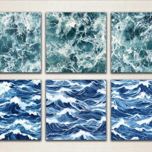 Sea Waves Seamless Digital Paper | 36 Ocean-themed Patterns for ...