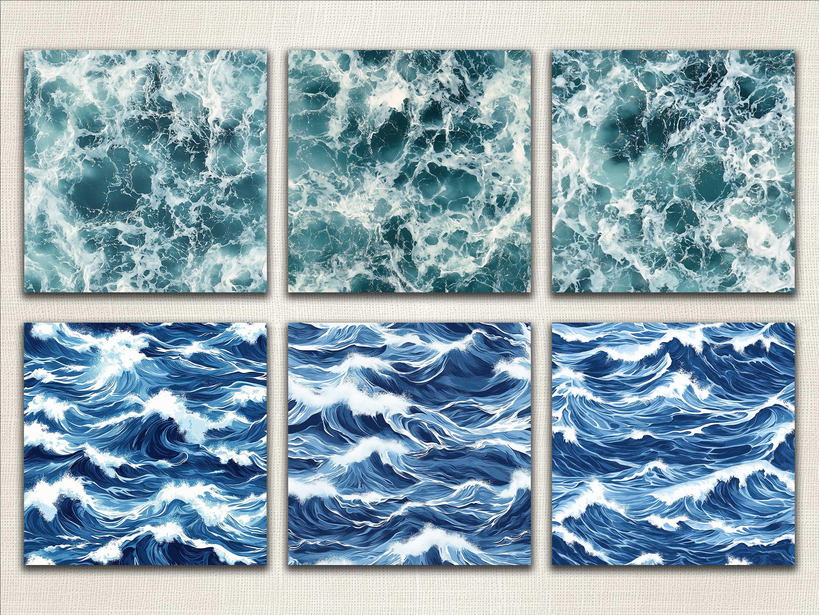 Sea Waves Seamless Digital Paper | 36 Ocean-themed Patterns for ...