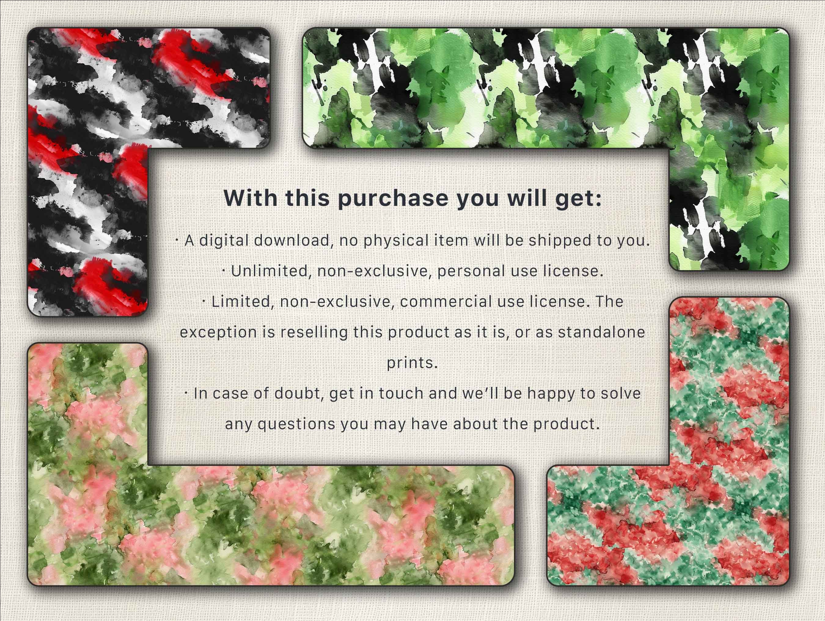Watercolor Splashes Digital Papers SET 1 - Seamless Patterns Digital ...