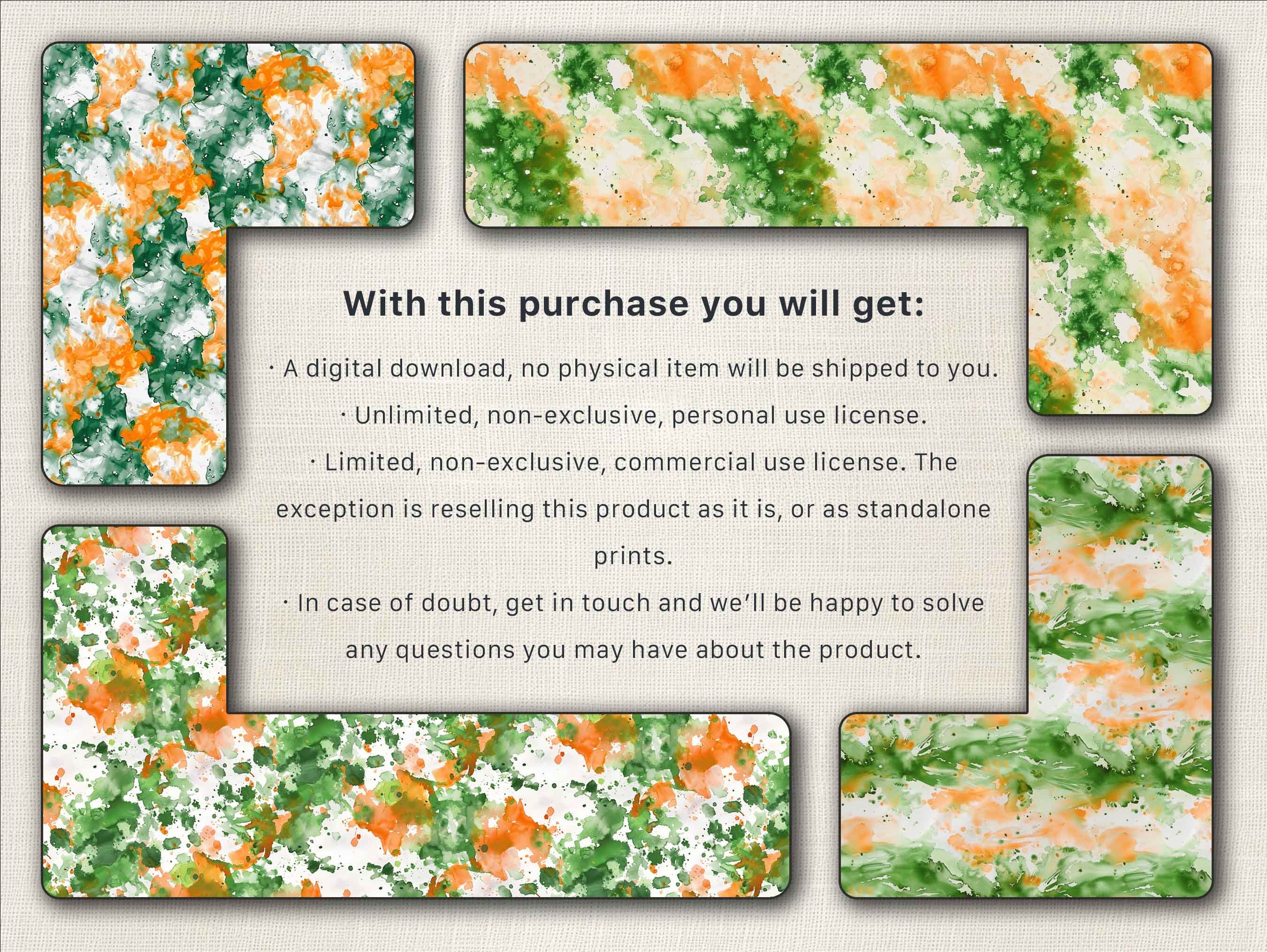 Watercolor Splashes Digital Papers Irish Flag Colors Edition Seamless ...