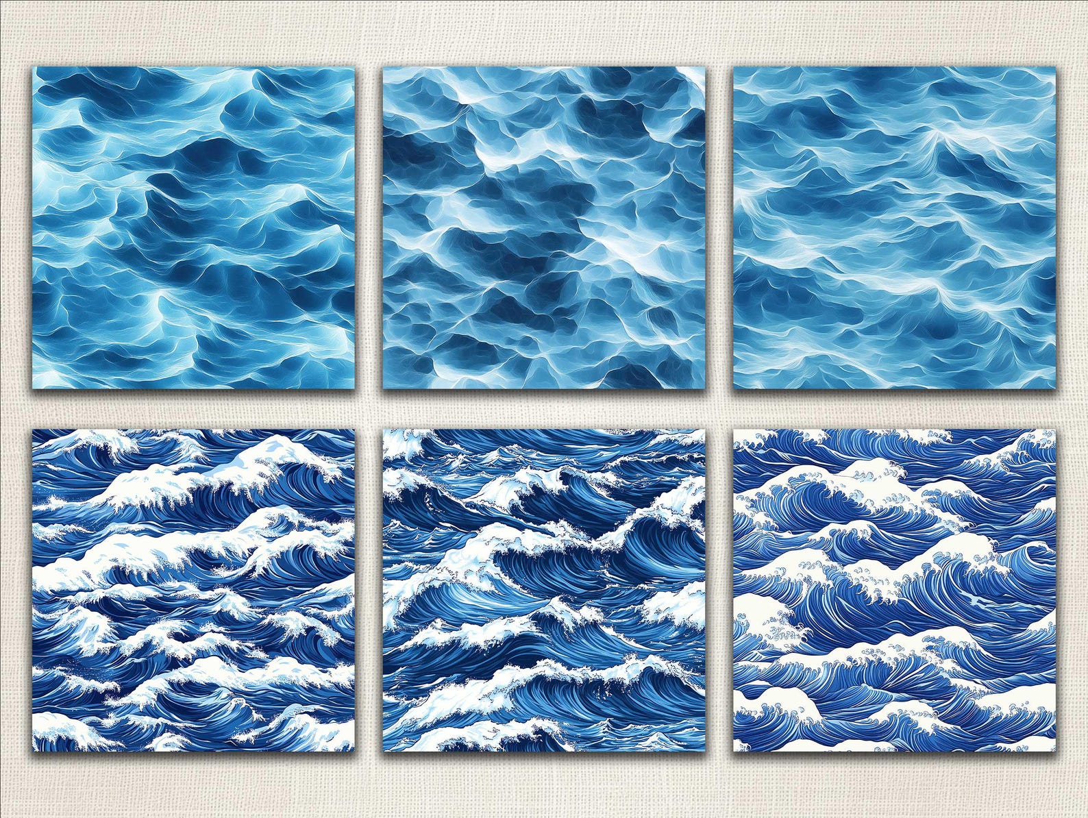 Sea Waves Seamless Digital Paper | 36 Ocean-themed Patterns for ...