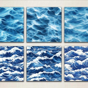 Sea Waves Seamless Digital Paper | 36 Ocean-themed Patterns for ...