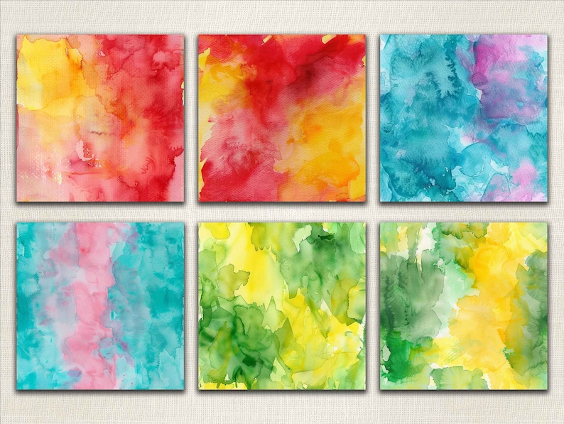 Watercolor Splashes Digital Papers SET 1 - Seamless Patterns Digital ...