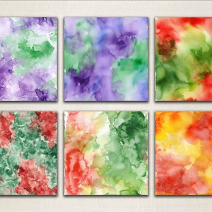 Watercolor Splashes Digital Papers SET 1 - Seamless Patterns Digital ...