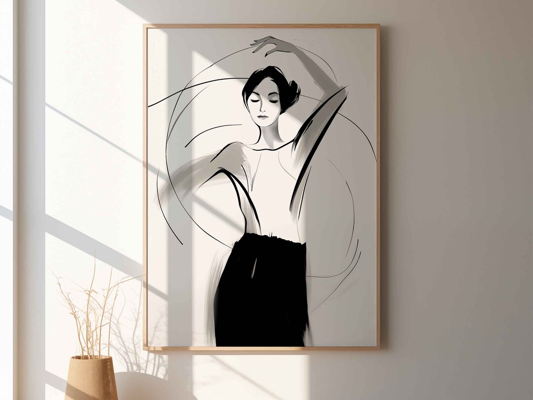 Dancing Woman Line Art - Modern Luxury Art Digital Download - A24008 - Etsy