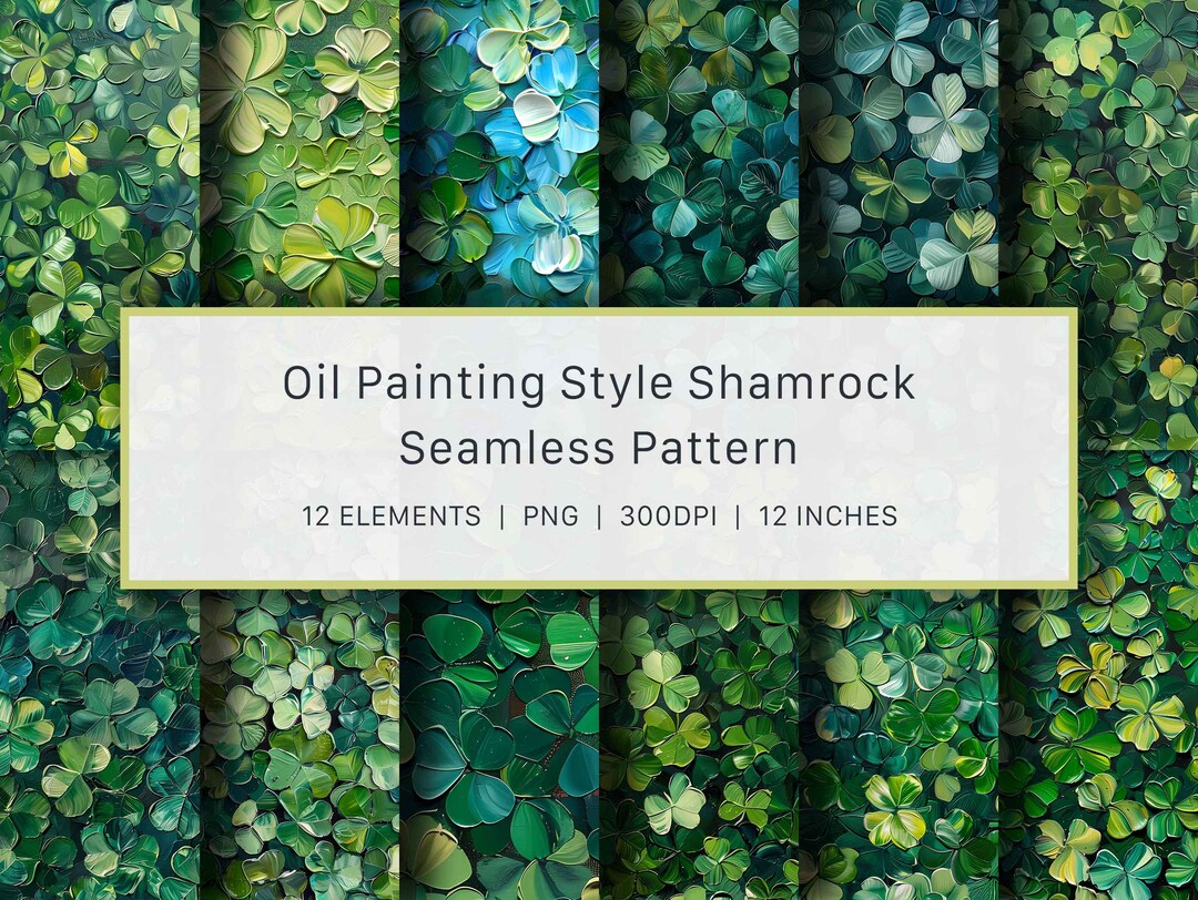 Shamrock Oil Painting Style Digital Paper - Seamless Pattern Digital ...