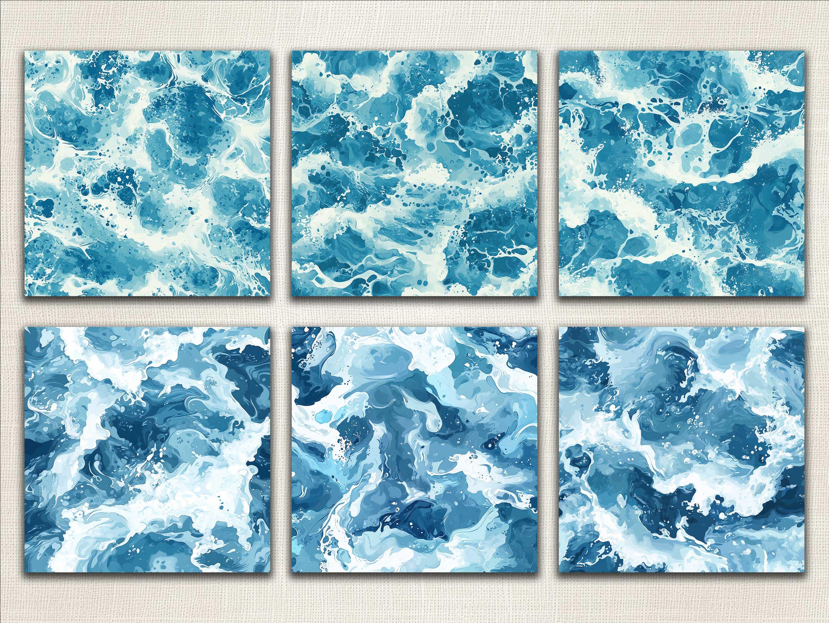 Sea Waves Seamless Digital Paper | 36 Ocean-themed Patterns for ...