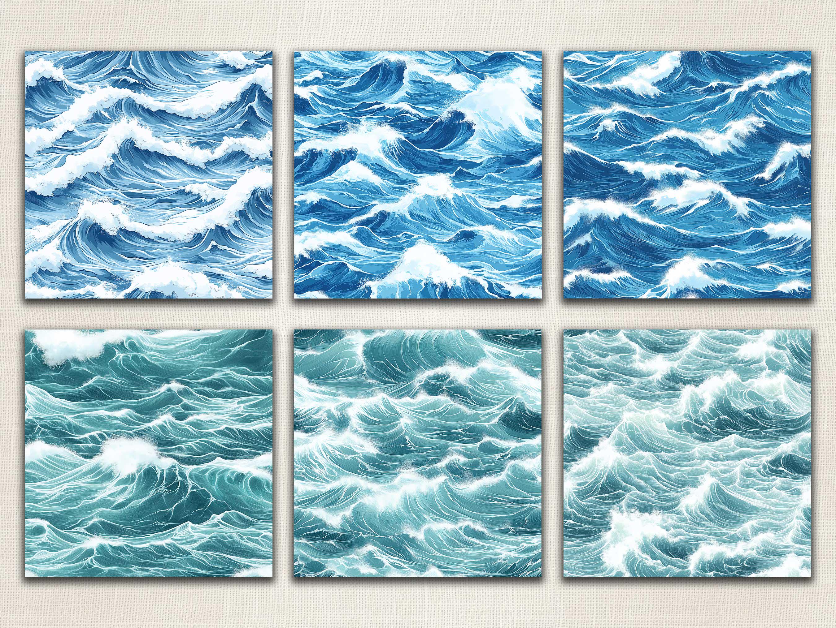 Sea Waves Seamless Digital Paper | 36 Ocean-themed Patterns for ...