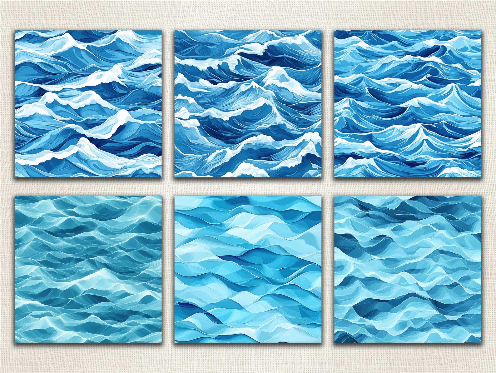 Sea Waves Seamless Digital Paper | 36 Ocean-themed Patterns for ...